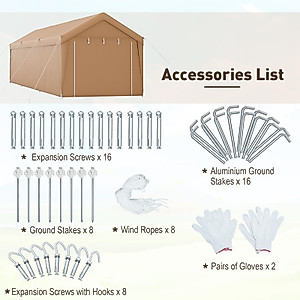 S AFSTAR 10x20FT Carport with Sidewalls, Heavy Duty Car Shelter Tent with 2 Roll-up Doors, 180g PE Canopy, 8 Sturdy Galvanized Steel Legs, Portable Garage Car Port Canopy for Car Boat Party Wedding