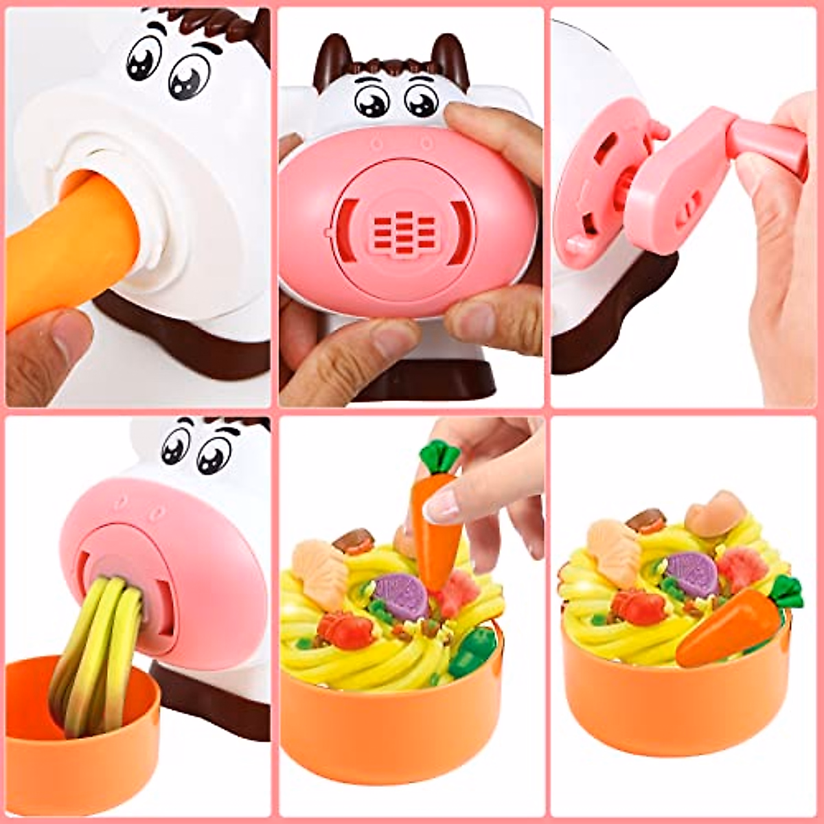 Color Play Dough Clay Set for Kids Toys, Jugar con la masa KitchenTools Creations Ultimate Cookie Noodle Ice Cream Maker Machine Playset for 3 4 5 6 7 8 Year Old Girls Boys Kids and Toddlers