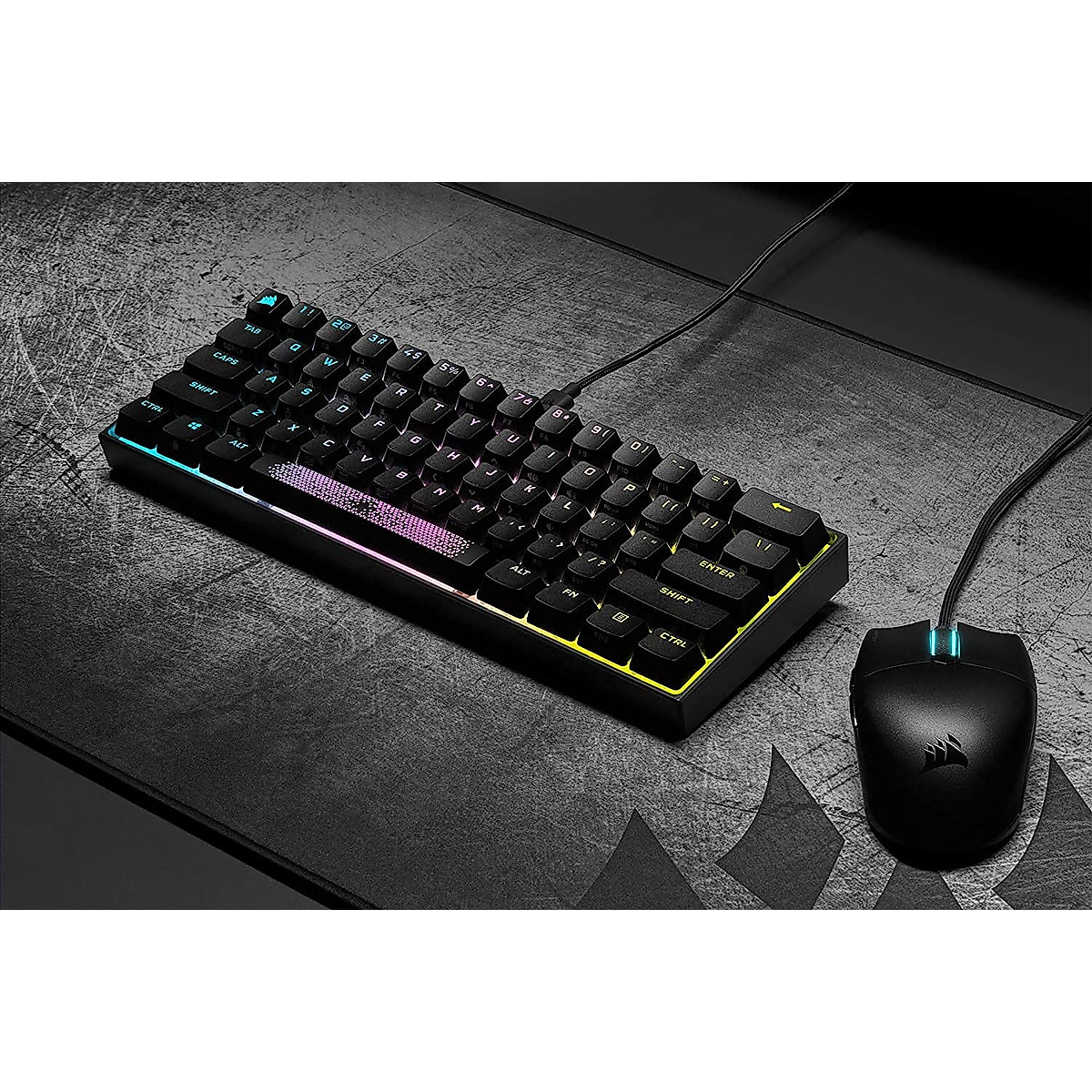 MUMUJJ K65 RGB Mini 60% Mechanical Gaming Keyboard, Adjustable RGB Lighting Single Keys, Mechanical Speed Keys, Hyper-Processing Technology Black