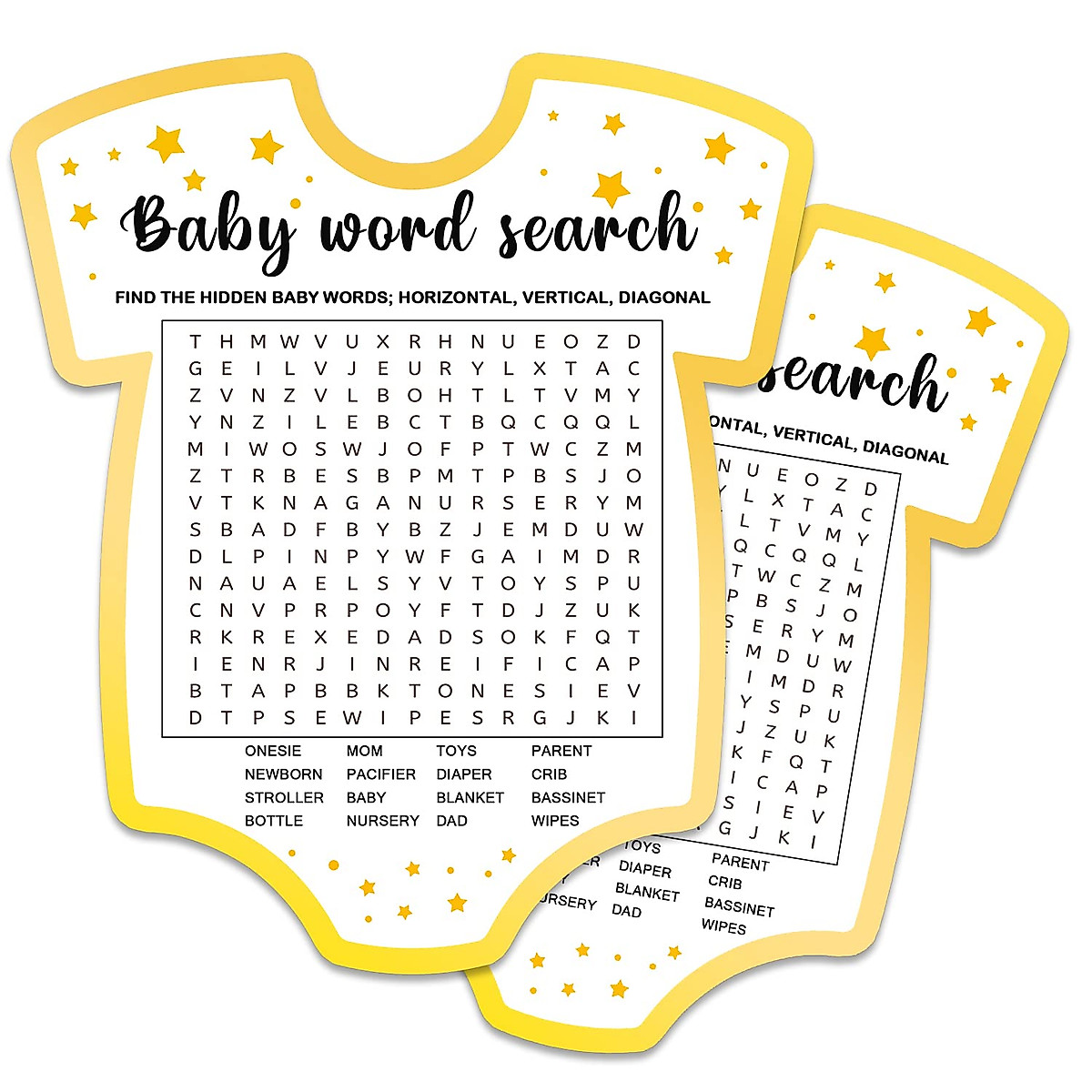 Misaidou Baby Shower Game, 30 Card Set with Answer Card, Tabletop Game for Baby Shower Party & Gender Reveal Games, Modern Design, Unisex Theme, 5x7 inches