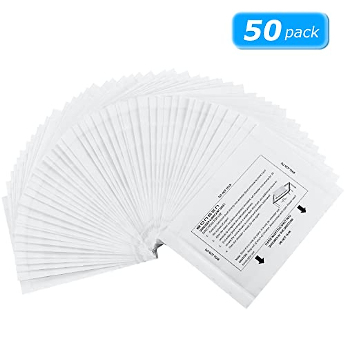 BONSEN Paper Shredder Sharpening & Lubricant Sheets-Pack of 50