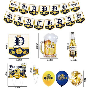 Corona Beer Themed Party, Men Women Boys Girls Birthday Party Balloon Decorations, Include Birthday Happy Banner, Cupcake Decoration, Aluminum Film latex 34 pcs Kit