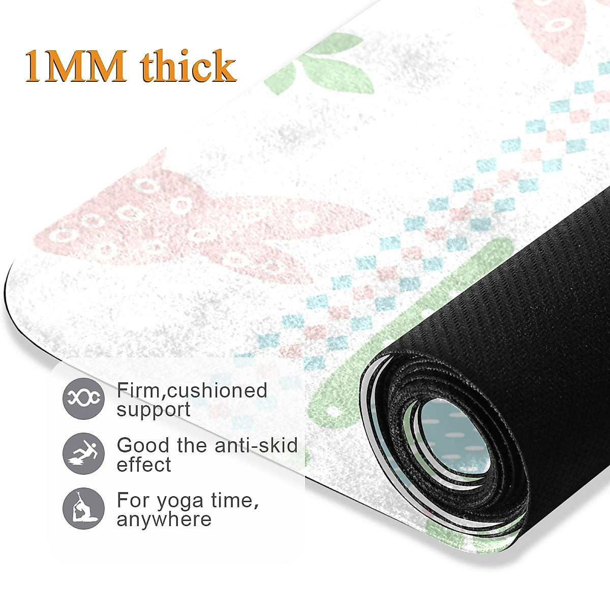 OTVEE Cute Bunnies Yoga Mat for Women Non Slip Ultra Thin 1 MM Travel Yoga Mat with Carrying Bag Suede Fitness Exercise Mat for Yoga Pilates Workout Routines Camping