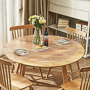 VEVOR Clear Table Cover Protector, 42 inch/1068 mm Round Table Cover, 1.5 mm Thick PVC Plastic Tablecloth, Waterproof Desktop Protector for Writing Desk, Coffee Table, Dining Room Table