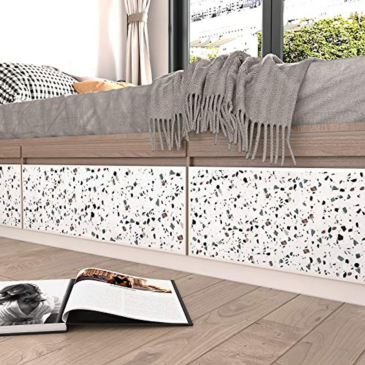 LACHEERY Terrazzo Peel and Stick Wallpaper 15.8"x160" Vinyl Countertop Contact Paper Terrazzo for Cabinets Counter Tops Waterproof Removable Wallpaper for Bedroom Decor Self Adhesive Wall Paper Roll