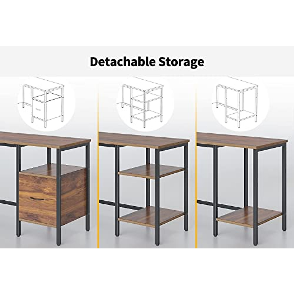 CubiCubi L Shaped Desk with Shelves, 59.1 Inch Corner Computer Desk, Home Office Gaming Writing Workstation with Large Non-Woven Drawer, Deep Brown