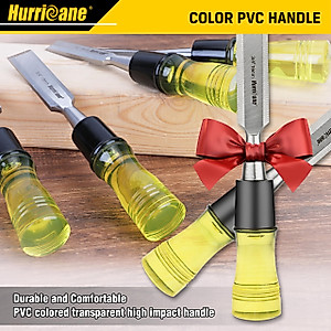 Hurricane 4 Piece Wood Chisel Set for Woodworking, CR-V Steel Beveled Edge Blade, Durable PVC High Impact Handle Wood Chisel