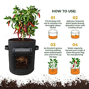 La Main Verte Potato Growing Containers, [5 Pack] 10 Gallon Potato Bags for Growing Potatoes, Non Woven Potato Pots for Growing Potatoes with [Bonus] Garden Gloves for Tomato, Vegetable and Fruits