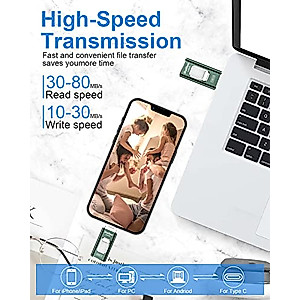 Flash Drive for iPhone 128GB, Gulloe USB Memory Stick Photo Stick External Storage Thumb Drive for iPhone iPad Android Computer (Light Green)
