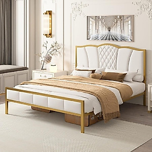 Borghetto Queen-Size Modern Upholstered Bed Frame with Tufted Headboard