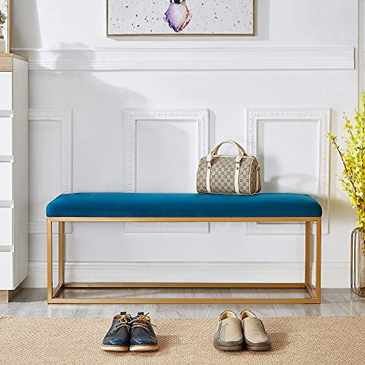 Ball & Cast Upholstered Bench, 48" W, Teal - Frame