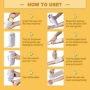 Hair Removal Roll On Wax Refill - Wax Cartridge Depilatory Wax Roller for Legs and Arms 3.52 Ounce By PINKZIO (3 Pack)