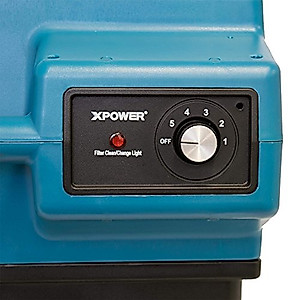 XPOWER X-3580 Commercial Air Scrubber, Negative Air, 600 CFM, 4-Stage HEPA Filtration, 5-Speed, Filter Light, Energy Efficient, High ROI, Blue