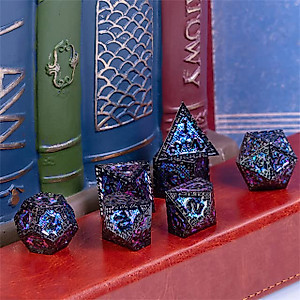 Ancient Dark Evil Elves Rune DND Metal Dice Set for Dungeons and Dragons Gifts, D&D, D and D, Pathfinder, Accessories, D20, Polyhedral, Resin Dice, Metal, Dice Tray, Tower, Bag, Box