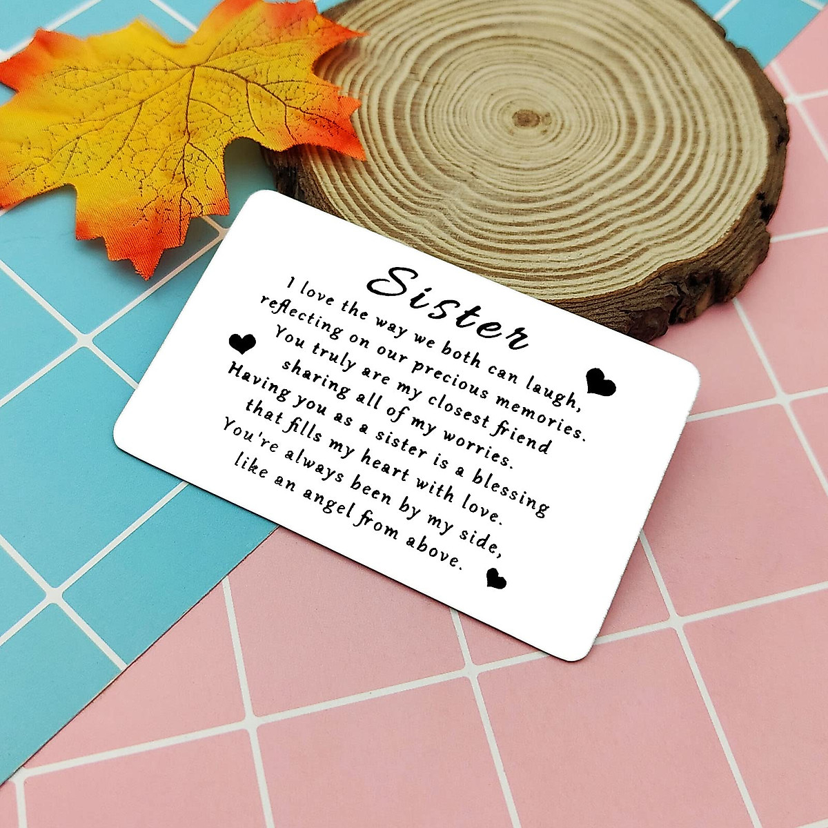 Sister Engraving Wallet Card Sister Gifts from Sister Brother Soul Sisters Bestie Gift for Women Birthday Gifts for Little Sisters Friendship Gifts for Friend BFF Gifts Christmas Thanksgiving Present
