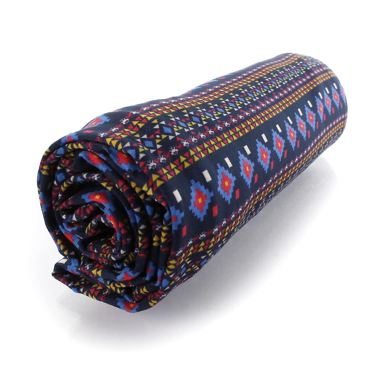 Cobalt Aztec DBP Fabric - Double Brushed Polyester 4 Way Stretch - 1/2 yard