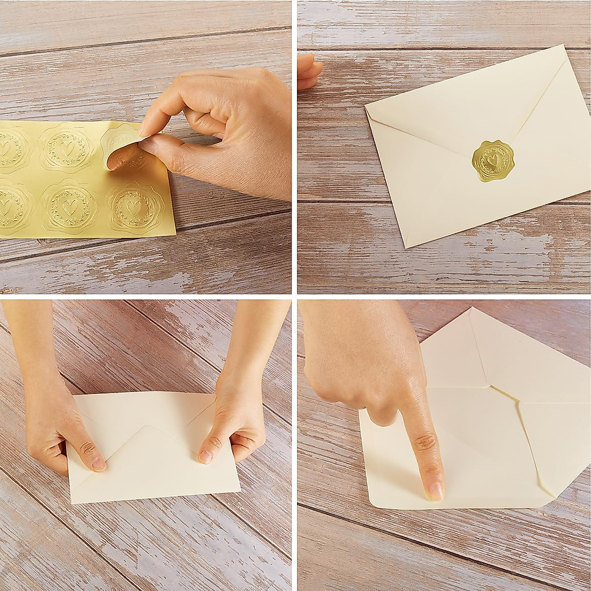 50 Pack Cream A6 Envelopes with Cards 4x6 Thick Folded Cardstock and Gold Stickers for Greeting Cards, Wedding, Birthday, Invitations, Baby Showers (Cream, 4x6)