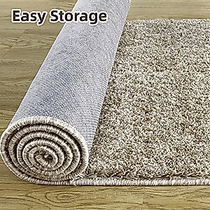 GlowSol Fluffy Area Rug for Bedroom Plush Modern Area Rug Shaggy Area Rug for Living Room Soft Thick Fuzzy Rug Non-Shedding Non Slip Shag Rug for Nursery Kids Room Home Decoration, Taupe, 9x12 Feet