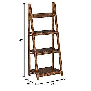 Casual Home Manhasset Slatted 4-Shelf Folding Bookcase-Warm Brown