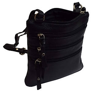 Women's Purse Crossbody Handbag Premium Genuine Leather Shoulder Bag Luxury Gift for Ladies (Black)