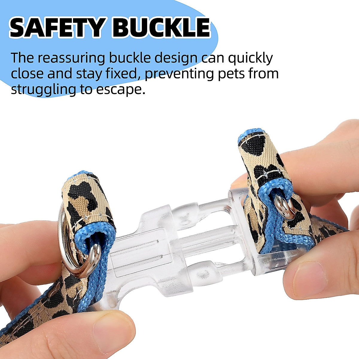 Mile High Life Leopard Dog Harness Collar Leash Set | Adjustable No Pull Dog Halter Harness for Small Breed Dogs | Easy Control for Training Walking | Blue, Medium