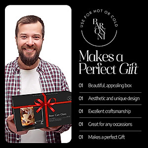 BARONNI Can Shaped Drinking Glasses for Iced Coffee & Tea - 16oz Clear Tumbler Drinkware - Set of 6 Cups for Soda, Water, Whiskey, Beer and Cocktails