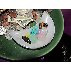 JIC Gem 4 Inch Selenite Bowl Moon Shape Moroccan Selenite Crystal Charging Bowl for Healing, Recharging Crystals