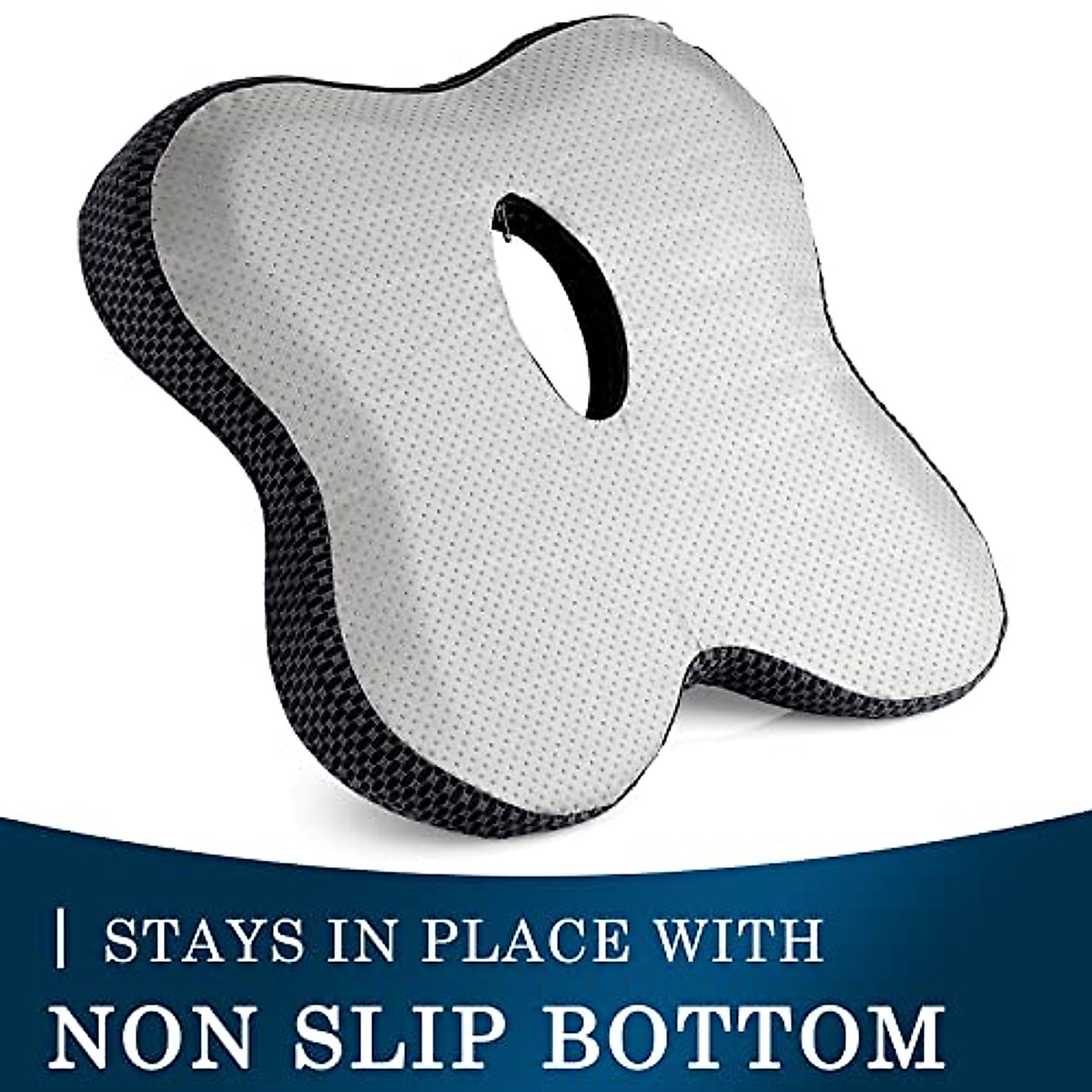 Eyamummo Coccyx Seat Cushion and Back Cushions Combo for Office Chair, Pure Memory Foam Ergonomic Seat Cushions and Orthopedic Lumbar Support Pillow for Tailbone, Lower Backache Sciatica Comfort