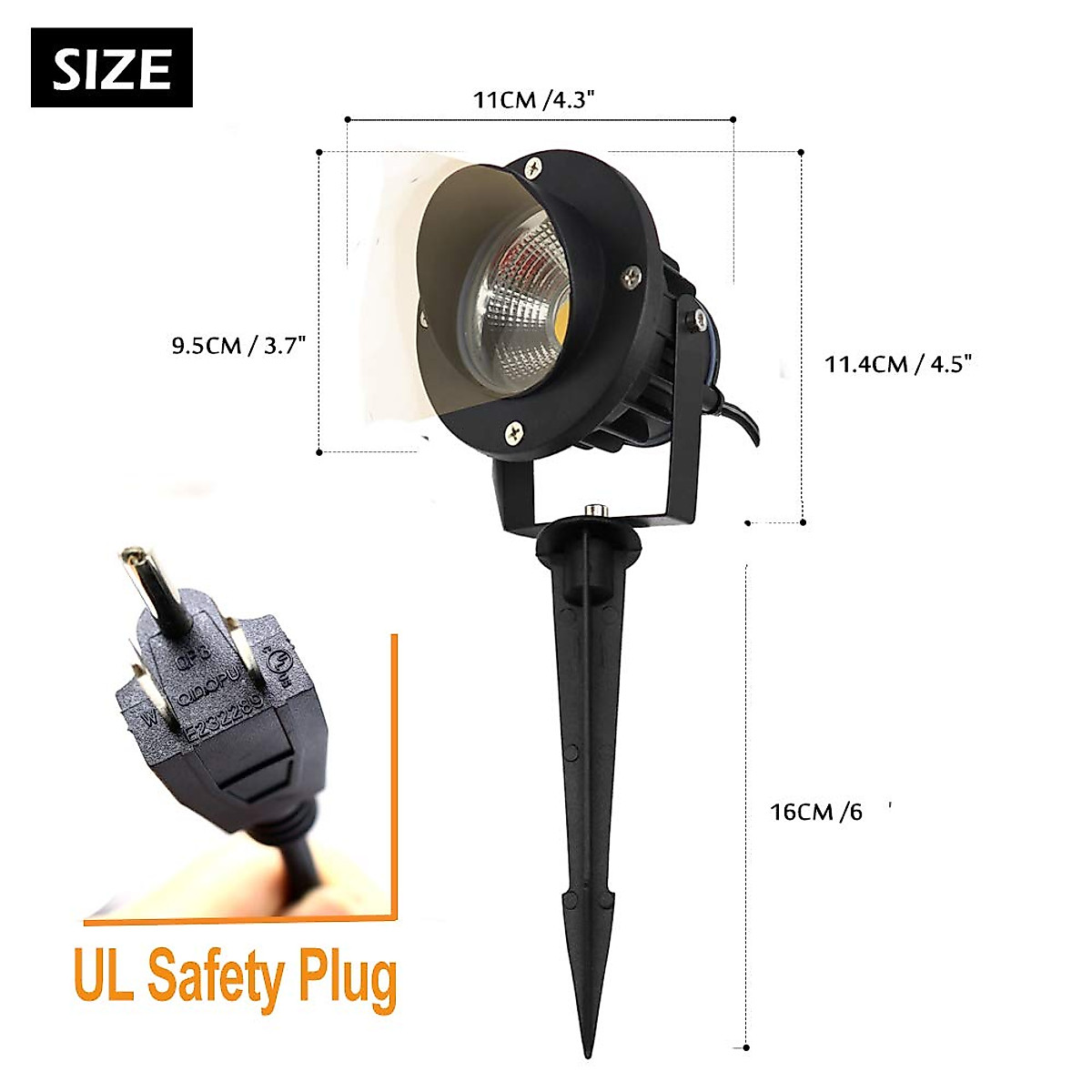 VanRayal 10W Outdoor Landscape Spotlights,120V WarmWhite Garden Pathway Light for Yard,Patio,Lawn, Wall, Flood,Driveway,Tree Lighting,6.5ft Wire,UL Cert,2 Pack