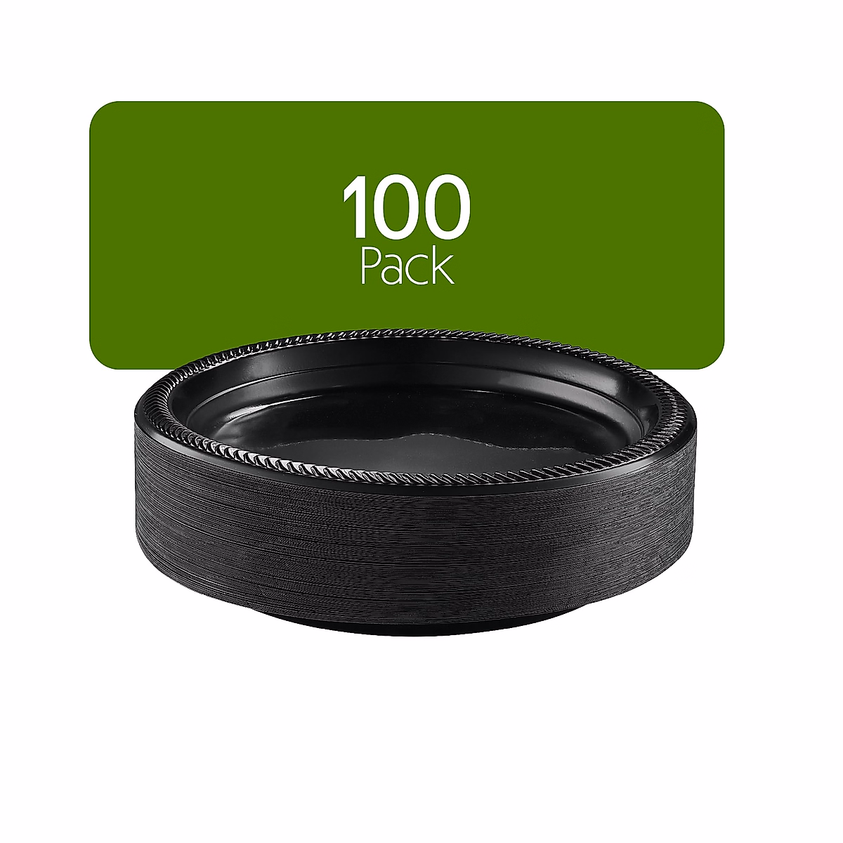 PLASTICPRO 100 PCS Black Plastic Plates Light Weight 7 Inch Plastic Dinner Dessert Appetizer Plates Black Plates Disposable for Party and Wedding