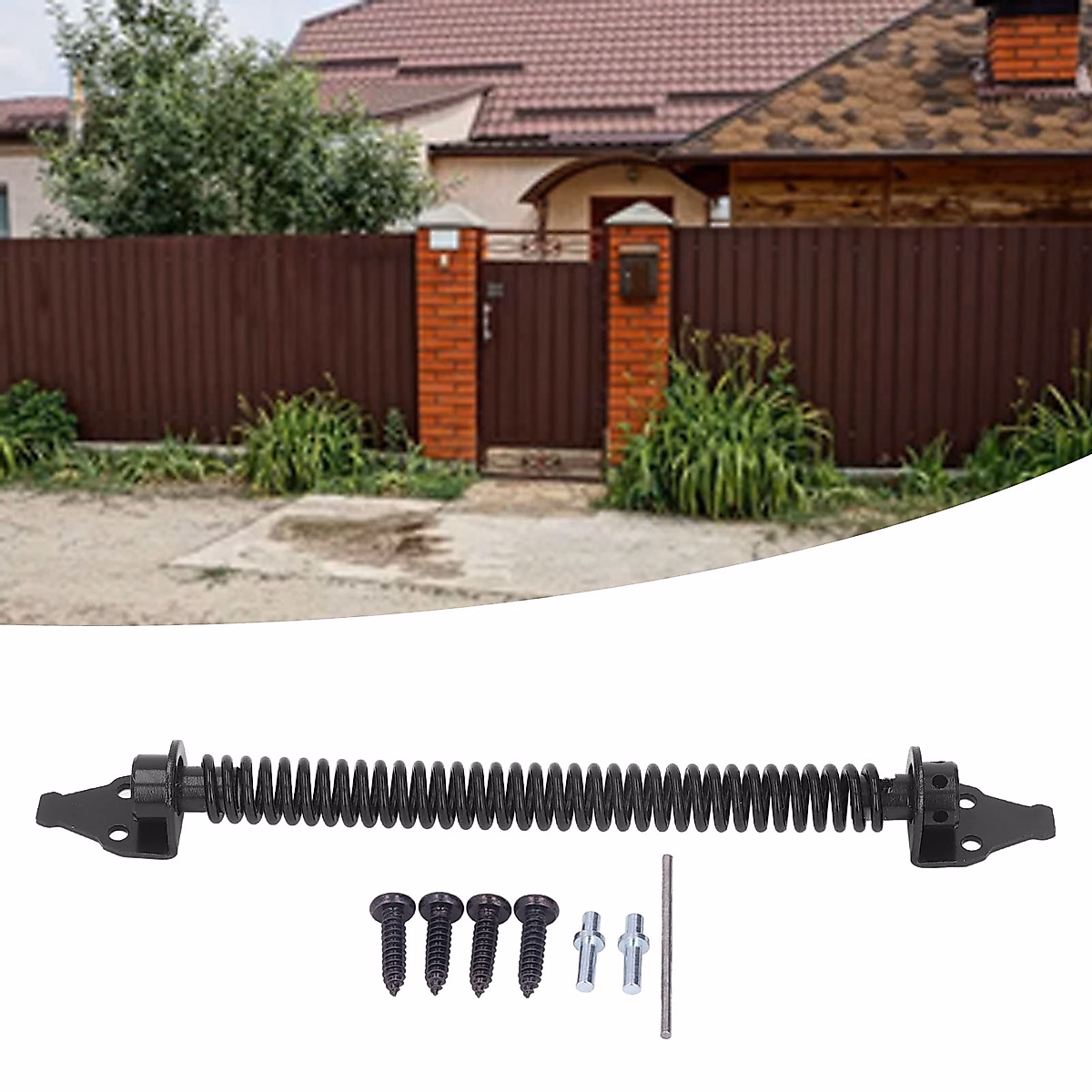 Self Closing Gate Door Spring Wooden Box Fence Door Outdoor Hinge Villa Yard Spring Room Black Hardware Closure