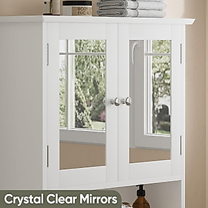 Smuxee Bathroom Wall Cabinet with Mirrors, White Bathroom Medicine Cabinet with Adjustable Shelves, Over Toilet Cabinet for Bathroom Laundry Room Kitchen