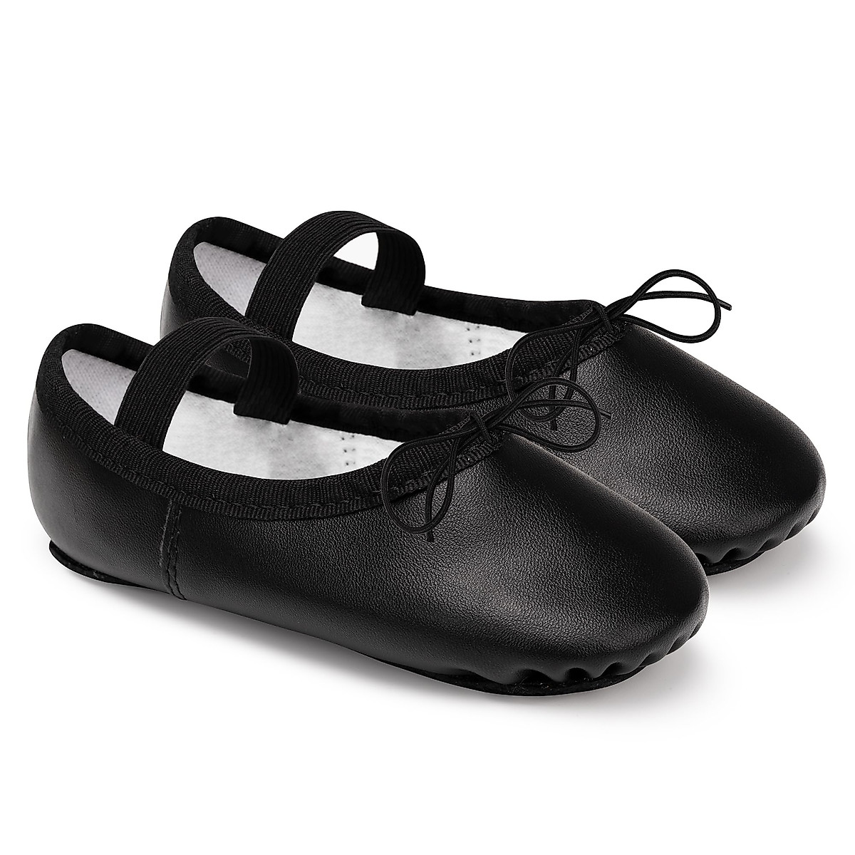 Stelle Ballet Shoes for Girls Toddler Dance Slippers PU Leather Boys Ballerina Shoes for Toddler/Little Kid/Big Kid/Women(Black,4ML)