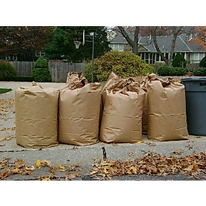 Rocky Mountain Goods Yard Waste Bags - Large 30 Gallon Brown Paper Leaf Bags for Yard/Garden - Environmental Friendly Lawn Bags - Tear Resistant Refuse Yard Bags - Heavy Duty 2 Ply Self Standing (5)