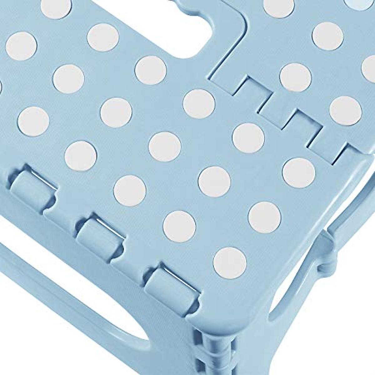 Casafield 9" Folding Step Stool with Handle, Blue - Portable Collapsible Small Plastic Foot Stool for Kids and Adults - Use in The Kitchen, Bathroom and Bedroom