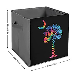 Tie Dye South Carolina Flag Large Cubes Storage Bins Collapsible Canvas Storage Box Closet Organizers for Shelves