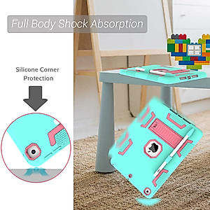 Rantice iPad 9th Generation Case, iPad 8th/7th Generation Case, iPad Case with Kickstand and Pencil Holder for iPad 10.2 Case(Mint Green+Rose)