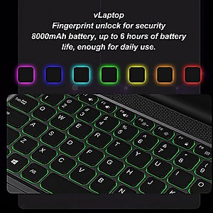 DAUZ Laptop Processor N5095 4 Cores 4 Thread Front 0.3MP Camera 100-240V 16G LPDDR4 Portable Touch Screen 7 Inch Travel (US Plug 16G+512G)