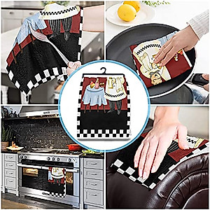 Kitchen Towels, Cheerful Fat Chef Towels, Dish Towels Kitchen Accessories, Microfiber Cleaning Cloth Kitchen Decor Hand Towels, Dish Towels for Kitchen, Absorbent Wash Cloths 3-Pack