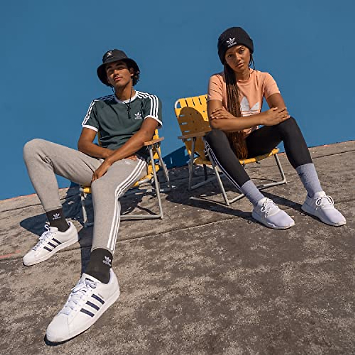 adidas Originals Washed Bucket Hat, Black/White, One Size