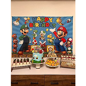 Cartoon Game Gold Coins Super Mario Happy Birthday Theme Photography Backdrops 5x3ft Kids Baby Shower Birthday Party Decor Photo Backgrounds Cake Table Decor Supplies