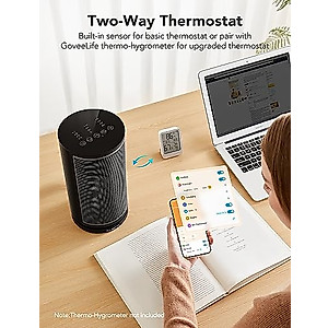 GoveeLife Smart Space Heater, Electric Space Heater with Thermostat, Wi-Fi & Bluetooth App Control, Works with Alexa & Google Assistant, 1500W Ceramic Heater for Bedroom, Indoors, Office, Living Room