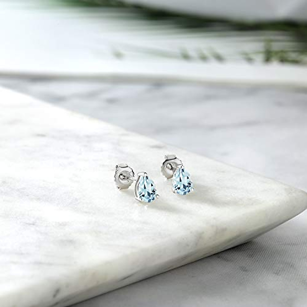 Gem Stone King 925 Sterling Silver Gemstone Birthstone Pear Shape Earrings | 7X5MM Pear Shape Stud Earrings For Women