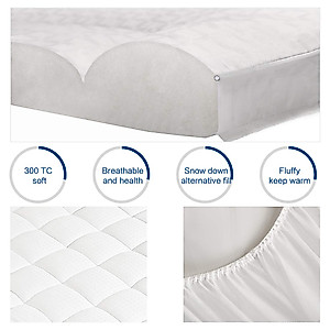 Abakan King Mattress Pad Cover Pillow Top Down Alternative Fill Cotton Top Cooling Breathable Soft Mattress Topper Fitted 8"-21" Deep Pocket