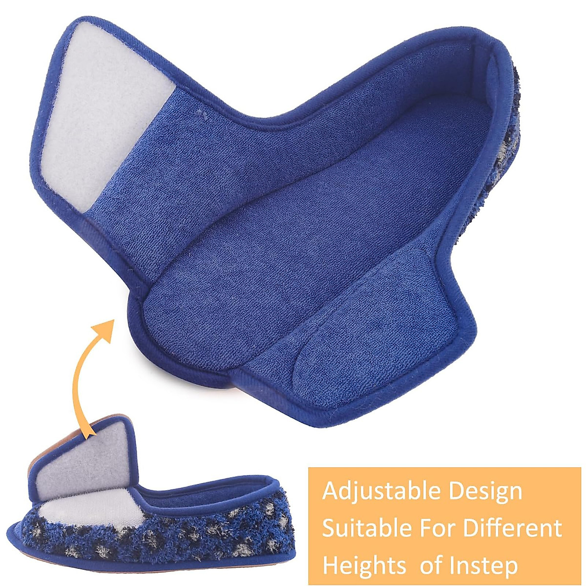 Git-up Diabetic Slippers for Women Memory Foam Arthritis Edema Adjustable Open Toe Swollen Feet Slippers Bedroom House Indoor Outdoor Shoes with Rubber Sole US/10 BLUE LEOPARD