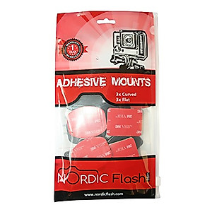 Adhesive Mounts for GoPro Cameras - 3x Curved & 3x Flat Mounts Bundle W/ 3M Sticky Pads- Tape Mount to Your Helmet/Bike/Board/Car- Fits ALL Go Pro Models - Premium Camera Accessories - 1 Year Warranty