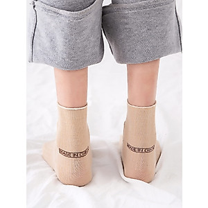 SHENHE Women's 5 Pairs Ribbed Knit Athletic Running Cushioned Mid Calf Crew Socks Multicolor Brown One Size