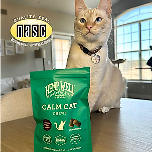 Hemp Well Calm Cat Soft Chews - Anxiety & Stress Relief Formula, Organic Ingredients, Soothes & Relaxes, Improves Behavior, 60 Count