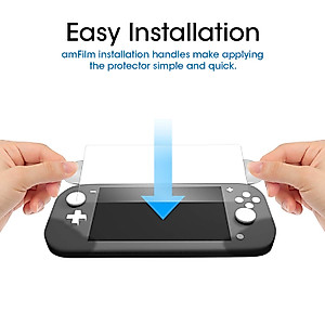 amFilm Anti-Glare Glass Screen Protector for Nintendo Switch Lite (2019) (2 Pack) (Matte)