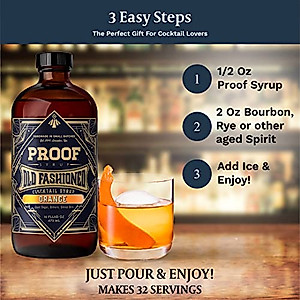 Old Fashion Cocktail Mix - Made with Real Ingredients & Cane Sugar - Orange Flavor - Fast, Easy, Delicious, Handcrafted Cocktail Syrup - - 16oz - 1 Bottle